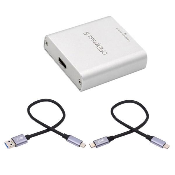 【商品概要】2本のUSBケーブルと1つのCF-Expressスロットがアダプターにあります。 (USB3.1 Type-AおよびType-C)帯域幅速度:USB3.1 10Gbps PCIe4.0 gen4x2 (CFexpress B仕様...