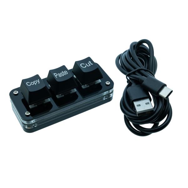 【商品概要】本製品はUSB接続するだけでコピーとペーストさらにカットの3キー専用のショートカットキーを追加できる小型のキーボードです。もちろん設定など不要です。テキストライト、イラスト、写真はもちろん動画の編集など様々なシーンでご利用いただ...