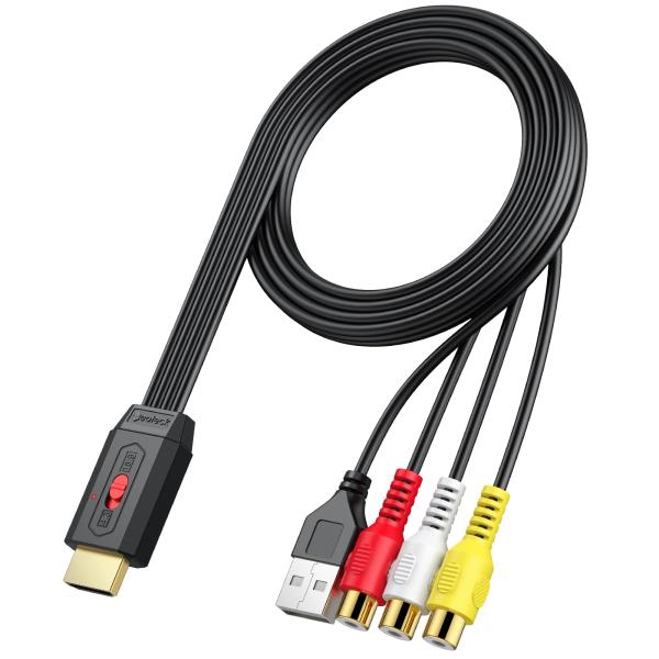【商品概要】【RCA to HDMIコンバーター】Neoteck RCA to HDMI変換コンバーターは、伝統的なアナログRCA信号入力を鮮明なHDMI 1080P (60hz)/720P (60hz)出力に変換します。RCAメスコネクタ...