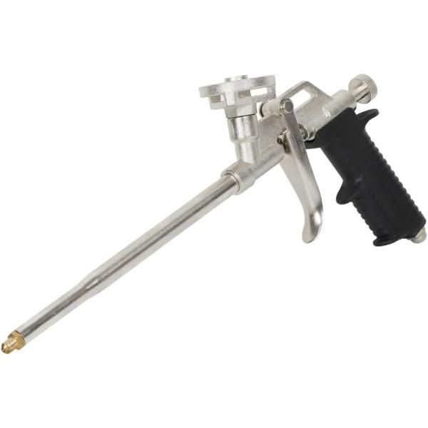 【商品概要】【お家のDIYに】発泡ウレタンの吹き付けにお使いいただけるフォームガンになります。 スプレー缶をセットしてトリガーで引くだけで塗布できるので作業も素早く行うことができます。【長さ32cmのロング形状】先端に長さがあるため手が届き...