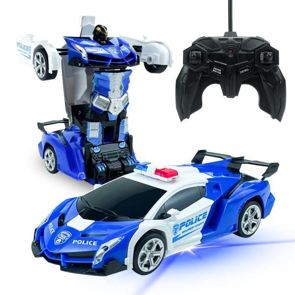 【商品概要】『ロボットに変換できる』このおもちゃはRCカー パトカー おもちゃ だけでなく、多機能ロボットおもちゃでもあります。40mHz赤外線リモコンを操作して、1つのボタンでラジコンカーはロボットに変身できます！小回りも効きますので、室...