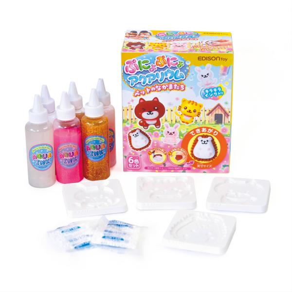 【商品概要】セット内容：カラーインク3色(さくら・キャメル・ちゃいろ)+キラキラインク3色(キラキラしろ・キラキラピンク・キラキラゴールド)、型(いぬ・ねこ・うさぎ・ハリネズミ)、ミニ水槽、凝固パウダー2袋サイズ：9×15×18cm重さ：8...