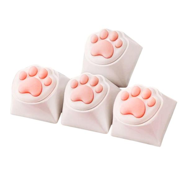 【商品概要】肉球のデザインがとてもかわいいカスタムキーキャップ。ユニークな猫のキーキャップは、デスクをおしゃれに彩ります。押すたびに感じる弾力と、ピンクの猫のキーキャップの柔らかな反発感が魅力的です。耐久性のあるPBTとシリコン素材で作られ...