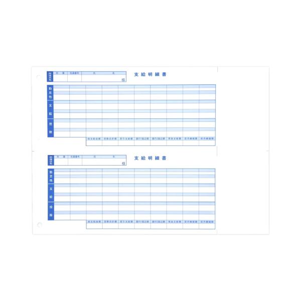 【商品概要】【支給明細書】 100枚/500枚??サイズ：A4(H297×W210)　切り離し用ミシン目２本OBC(オービックビジネスコンサルタント) 09-SP6101対応レーザープリンター／インクジェットプリンター兼用切り離し後、専用封...