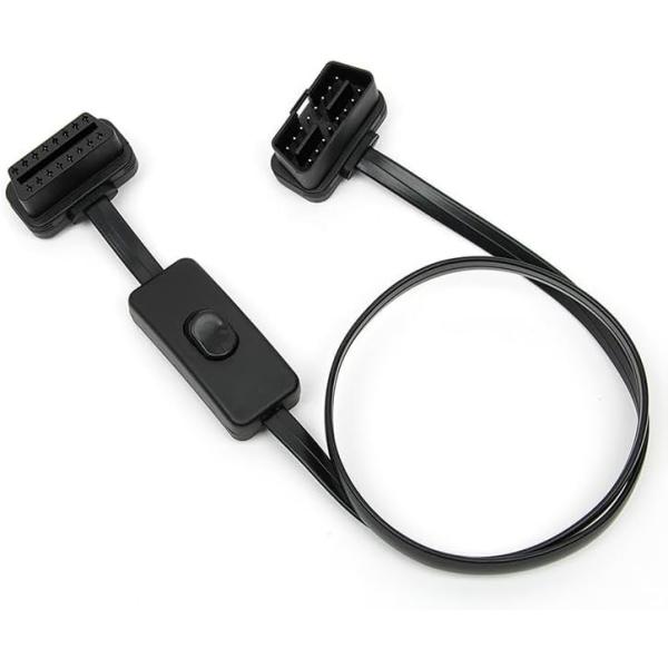 【商品概要】OBD2 延長ケーブル 1個入り。長さ：約60cm。スイッチ付きの為、OBD機器の電源のON,OFFが可能となります。より安全に使用できます。芯材：真鍮；ワイヤーはPVC製で、柔らかく、折れにくく、耐熱性が高い。ピン数、コア数：...