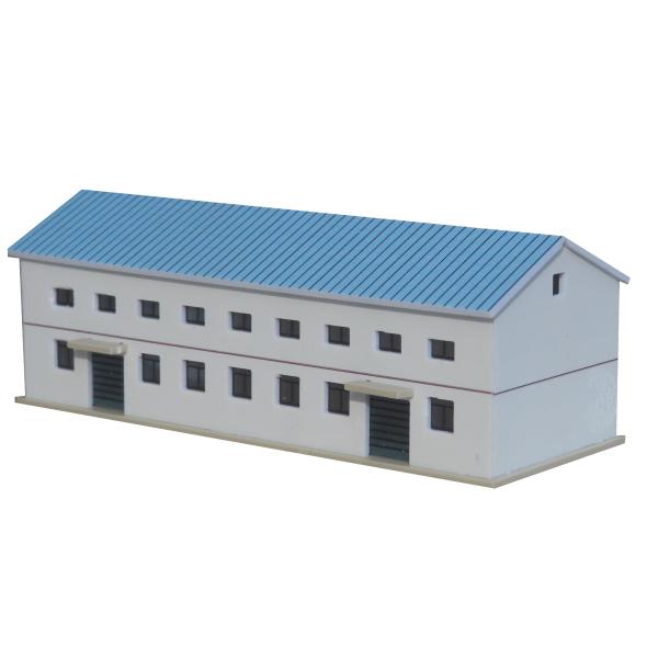 【商品概要】1/300の倉庫模型です。工事事務所や集合住宅としても見立てることができるデザインです。NゲージやZゲージの遠景として使えます。サイズ（102mm×37mm×35mm）フィギュアなどと組み合わせても使えます。【商品説明】1/30...