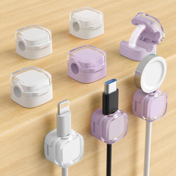 【商品概要】7 mmの完璧なケーブルスロット直径：マグネット式コードオーガナイザーの直径は約0.27インチ（7 mm）で、ほとんどのコードを保持できます。例えば、電話充電ケーブル、Type-C充電ケーブル、HDMIケーブル、USBケーブル、...