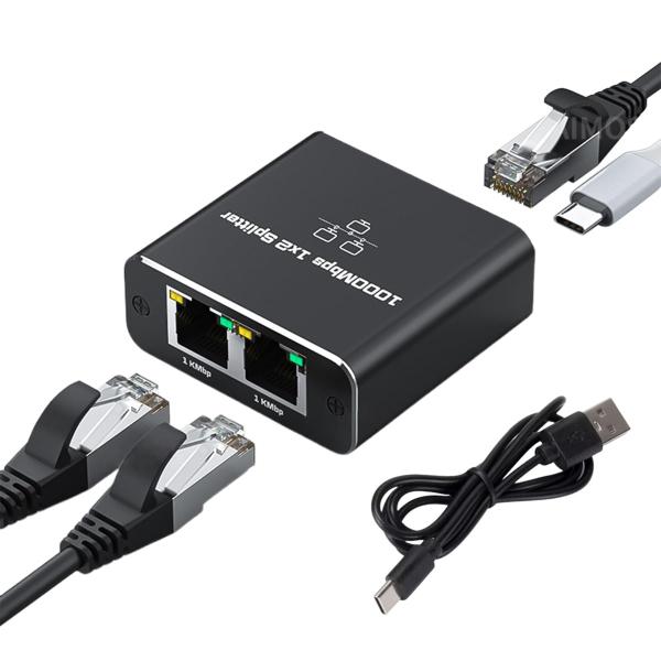 【商品概要】1.【1入力2出力ネットワーク接続】1つのLAN信号を2台のデバイスに同時出力でき、配線制限やポート不足を簡単に解消。干渉が少なく、家庭やオフィスで安定したネットワーク拡張が可能です。2.【最大1000Mbpsの高速伝送対応】ギ...