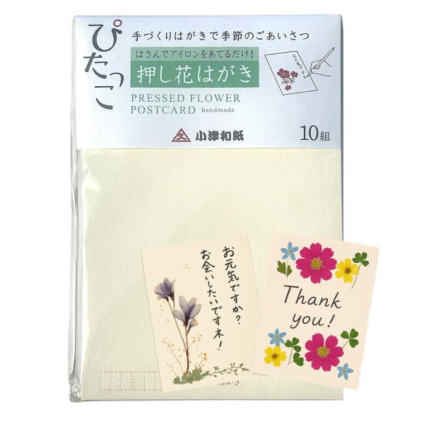 【商品概要】【熱圧着シート一体型】ラミネート不要！押し花の上からアイロンを当てるだけで簡単に作品が完成【セット内容】押し花用はがき（熱圧着シート付き）×10枚、日本語説明書付き【文字も書ける】にじみにくいシートで筆ペンやボールペン、スタンプ...