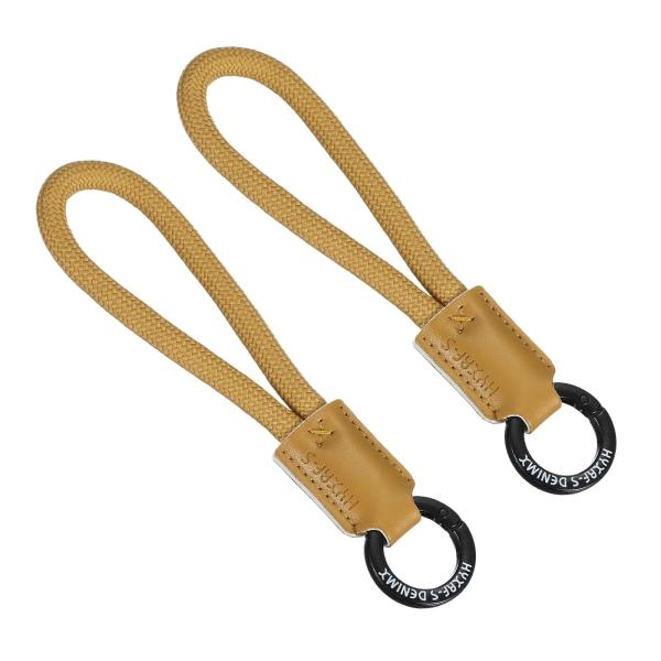 【商品概要】仕様：素材：金属、ナイロン、レザー；カラー：グレー；ロープの厚さ：8mm/0.31インチ；ロープサイズ：150mm/5.9インチ；リングの厚さ：5mm/0.19インチ；梱包リスト：2個x牛革キーチェーン利点：ナイロンロープは強く...