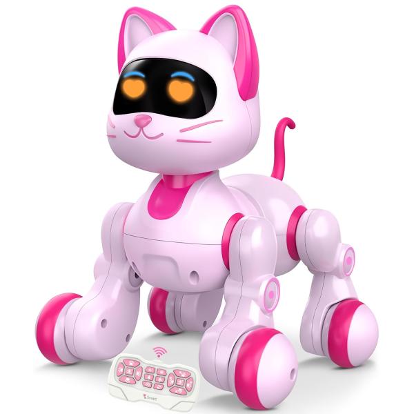 【商品概要】【リモコン猫 ロボット】歩く、スライドする、座る、立つ、歌う、踊るなど多彩な動きをリモコンで簡単操作！動くおもちゃ元気いっぱいのアクションでお子さまを夢中にさせ、長時間楽しませます。【 楽しいタッチセンサー機能】頭に軽く触れると...