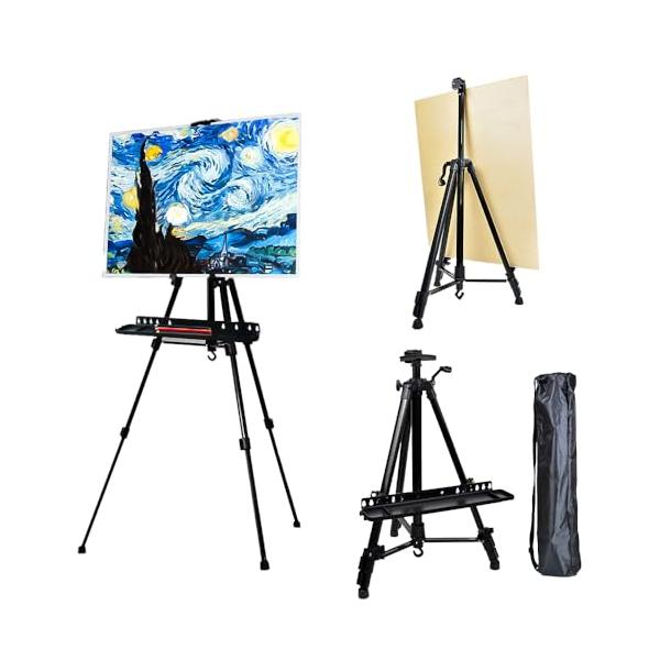 【商品概要】【手動高さ調整】手回し式の調節機構により、画布の高さを簡単に55cmから160cmまで自由に調整可能。描きやすい角度や高さにセットでき、快適に作業できます。【安定感抜群の三脚設計】広めの三脚フレームと底部の防滑パッドにより、安定...