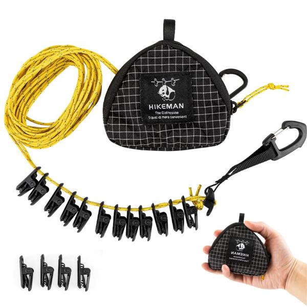 【商品概要】【一体化設計＆軽量化】収納袋とロープのセットデザインで、たった1つの収納袋に7メートルのロープと16個のフックをすっきり収納可能。手のひらサイズ（9×11cm）、リンゴほどの重さ（80g）でコンパクトかつ便利。旅行でもキャンプで...