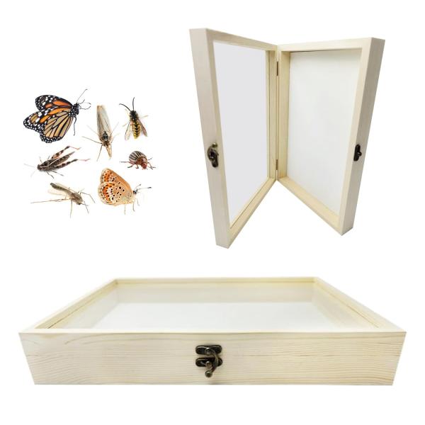 【商品概要】【製品仕様】この標本箱のサイズは29*21*6cm、重さ：1kg。各標本箱にはドライバー1本、吊り留め具2個、ネジ4本が付属しており、水平方向と垂直方向に吊り留め具をネジ止めすることができます。【高品質な素材】標本箱は天然の高級...