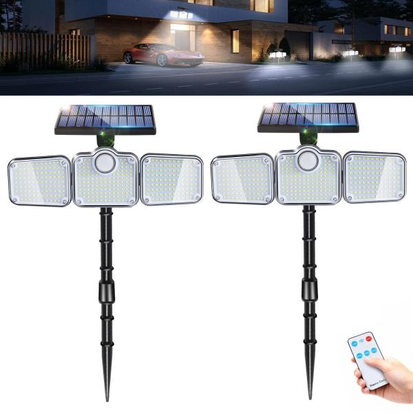 【商品概要】【新登場321個高輝度LEDs・抜群明るさ・3面発光・360°照明・角度調整可能】このLEDソーラーライトは超高輝度の321個の超高輝度LEDチップを搭載し、最大3000ルーメンの明るさでお庭や玄関先、ガーデン、街路、駐車場など...