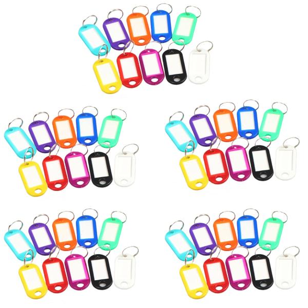 【商品概要】【パッケージ内容】パッケージには、10 種類の色のキータグが 50 個 (各色 5 個) 含まれています。【製品寸法】キーホルダーのサイズは約4.7cm x 2cmです。キーリングの直径は約2cmです。【書き込み可能なラベルデザ...