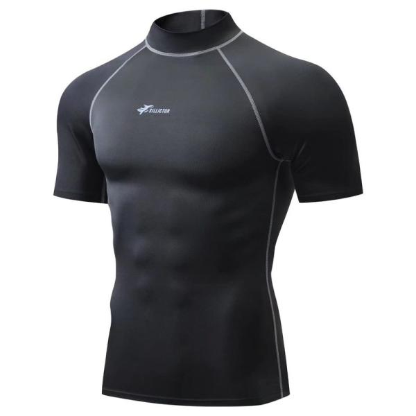 【商品名】　Sillictor ラッシュガード 半袖 メンズ ハイネック 水着 大きいサイズ パワーストレッチ 水陸両用 スイムウェア コンプレッション 【商品説明】　 【サイズ】　高さ : 2.70 cm　横幅 : 16.50 cm　奥行...