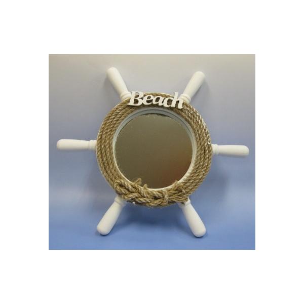 ▼サイズW32.5×H28.5×D4cm▼素材：鏡と木▼原産国：中国かがみ/舵/ビーチ/ロープ