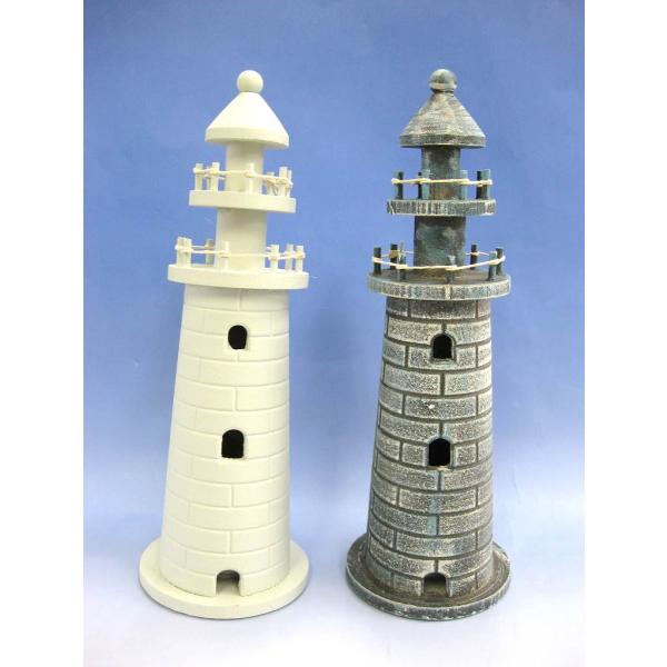 ▼サイズ：約30×10.5cm▼材質：木製▼種類：ホワイト/アンティークブルー灯台/ライトハウス/エイジング/LED/オブジェ