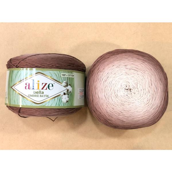 ※在庫限り・店舗併売の為品切れの場合はご注文キャンセルさせていただきます。1玉 約250g 約900m　綿100%　トルコ製一色の濃淡で構成されたロングピッチのグラデーション糸です。100%コットンの肌触りがとても良い糸です。編み針目安サイ...