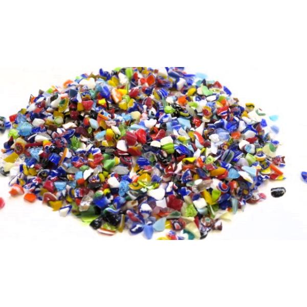 ミルフィオリチップ　端材　ミックスカラー透明　100ｇ商品写真はイメージです。入荷時期により色や形状は異なります。細かい破砕状態や、荒い棒状で入荷する場合もあります。ご希望やご指定はお受けしかねますのでご了承ください。