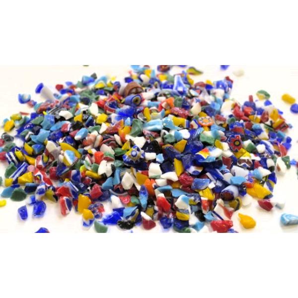 ミルフィオリチップ　端材　ミックスカラー不透明　100ｇ商品写真はイメージです。入荷時期により色や形状は異なります。細かい破砕状態や、荒い棒状で入荷する場合もあります。ご希望やご指定はお受けしかねますのでご了承ください。