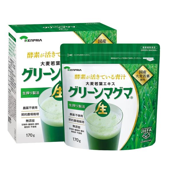 「グリーンマグマ 170g」は、活力、栄養価ともにピーク時の国産大麦若葉を搾汁し、その青汁を活性のまま粉末化したものです。フレッシュな若葉そのままの緑、口あたりのよいさわやかな味、そして野菜不足の現代人にぴったりの栄養素と、生の若葉ならでは...