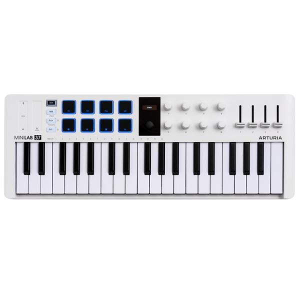 Arturiaのベストセラーシリーズから、便利な37鍵バージョンが登場【Keywords】Arturia MiniLab 37 WH BK 黒 白 ブラック ホワイト アートリア USB MIDIコントローラー 37鍵盤 キーボード パッド...
