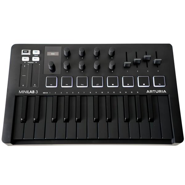 ■店舗在庫あります！即納可能!!■手にしたその日から音楽制作を楽しめる コンパクトな MIDI キーボード＆パッド・コントローラー 【Keywords】Arturia MiniLab 3 DB WH BK アートリア USB MIDIコント...