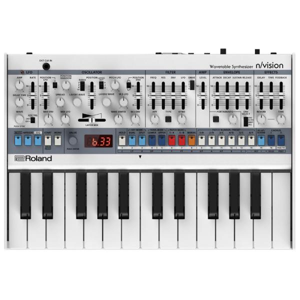 Roland Boutique シリーズに、新たなオリジナル・モデルが加わりました。n/vision はウェーブテーブル音源による音作りを、クラシックなシンセサイザーの操作感で楽しめます。ビンテージ・タイプのフィルターも備え、コンパクトなが...