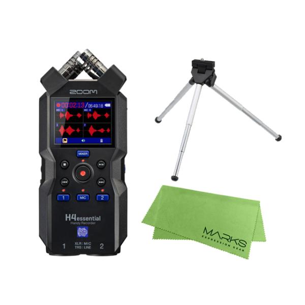 ■店舗在庫あります！即納可能!!■４トラック同時の32bitフロート録音機能と、内蔵XYステレオマイク。さらに、２つのXLR／TRS入力の拡張性。どんなマイクを使うか、ライン入力をミックスするか。『H4essential』なら、音楽のレコー...