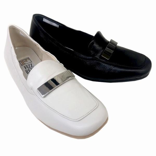 高級感のあるしぼの入った牛革素材を使いクッションが効いたインソールで気軽にもまたおしごとにも歩いていけるカジュアルです　トップラインがギャザーになっているので足によくフィッティングしてはきやすいです　大きなメタルのアクセントも落ちついたシル...