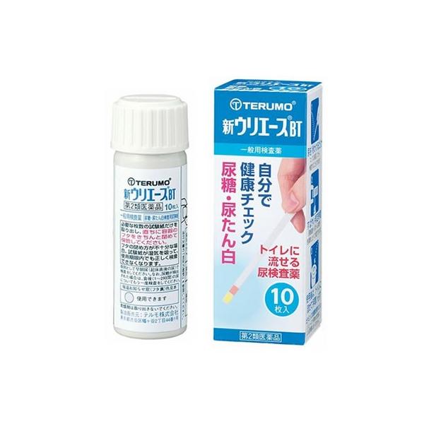 新ウリエースBT10枚入は、尿糖・尿たん白チェックを家庭で素早く、かんたんに。毎日の体調チェックにお役立てください。