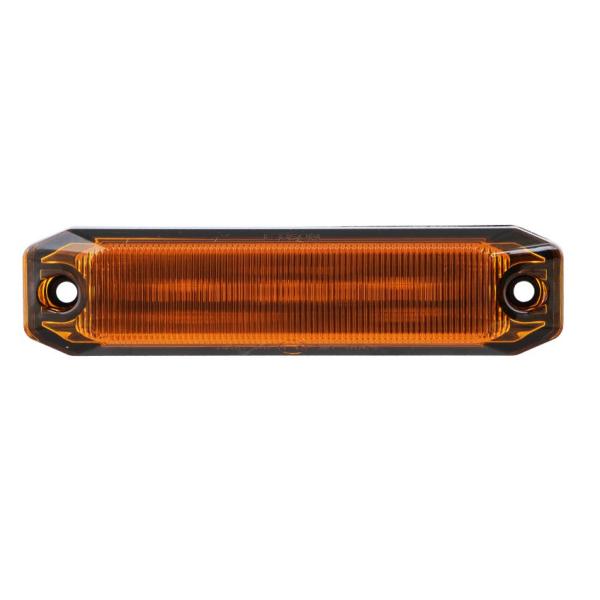 レンズ：アンバー　LED：アンバー定格 DC9V〜32V電流値 0.05A（50mA）〜0.08A（80mA）光度（カンデラ） スモーク：12.89cd、レッド：6.81cd、アンバー：6.28cdサイズ W100×H24×D11.8mm、...