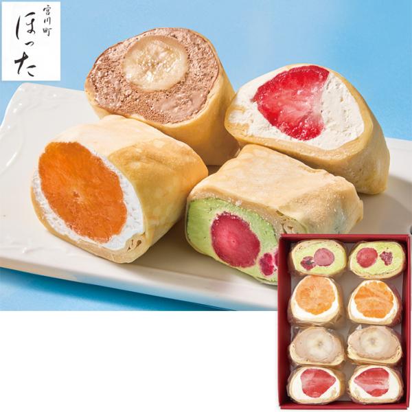 京料理「ほった」店主監修。薄く焼き上げたクレープでフルーツとくりーむを包んだやわらかデザートです。●商品内容ちーずいちご・ちょこばなな・抹茶べりー・くりーむみかん×各２　●賞味期限：出荷日より30日　●承り期間：8月7日15：00まで●ヤマ...