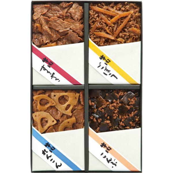 ●商品内容牛肉すきやき、牛肉ごぼう、牛肉こんぶ、牛肉れんこん各５０ｇ●割引情報（表示価格は税抜）【ネット割】カタログ掲載価格（黒字）3,000円　⇒　販売価格2,700円【10％引】●承り期間：8月7日15：00まで●ヤマト運輸にて配達いた...