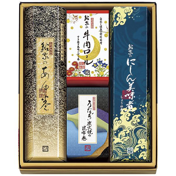 ■商品詳細内容量：あゆ巻190g、牛肉ロールすき焼き風味ごぼう巻85g、うなぎ炭火焼の昆布巻85g、にしん美味煮80g温度帯：常温便でお届けいたします。特定原材料：小麦　　　　　　　　　　　　　　　　　　商品重量:0.7kg商品記号:118...