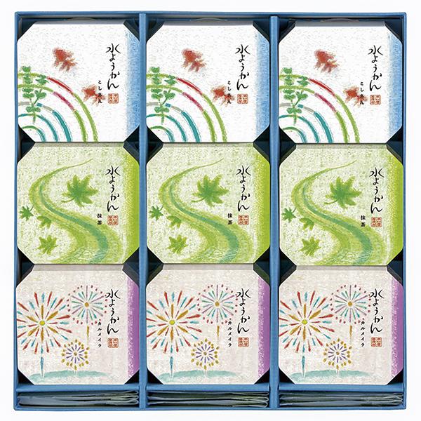 ■商品詳細内容量：水ようかん（こしあん・抹茶・カルメイラ 各3）温度帯：常温便でお届けいたします。特定原材料：乳　　　　　　　　　　　　　　　　　　　商品重量:1.0kg商品記号:162‐MY9■お届け時期についてお届け時期：6月12日以降...