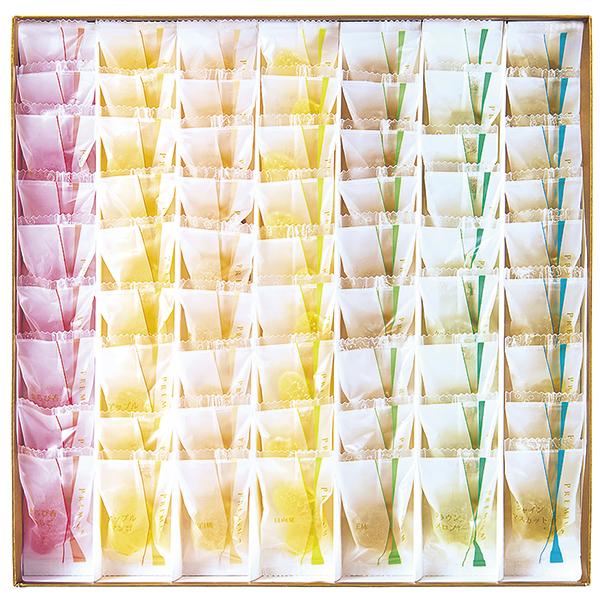 ■説明素敵なティータイムに〈彩果の宝石〉で彩りを。フルーツの果汁や果肉をふんだんに使用し、それぞれの風味を生かすため、甘さがさっぱりとした独自の製法でひとつひとつ丁寧に仕上げています。■商品詳細内容量：プレミアムゼリー7種63個温度帯：常温...