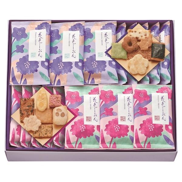 ■説明藤紫、薄紅、それぞれの小袋の中に7種類のあられ、菓子を詰め合わせた花色しおん。美味しさのヒミツは塩味のあるもの、甘味のあるもの5:2のバランス。箸休めのような甘い口直しが、味にメリハリを与えています。モンドセレクション11年連続最高金...