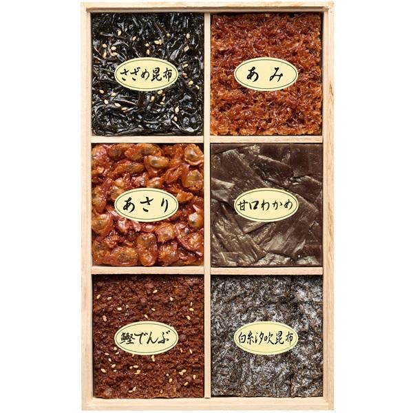 ■説明昭和10年（1935年）から銀座に本店を構える老舗高級佃煮店「銀座新之助貝新」の佃煮詰合せ。創業以来守り続けてきた志ぐれ煮を惜しげも無く贅沢に詰合わせたご進物品。看板商品のあさり、昆布佃煮に加え、小えび、あみ、鰹でんぶ、白糸汐吹昆布を...