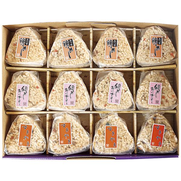 ■商品詳細内容量：鯛めしおにぎり・みつせ鶏おにぎり・すき焼きおにぎり 各90g×4個賞味期限：冷凍で60日温度帯：冷凍便でお届けいたします。特定原材料：小麦　　　　　　　　　　　　　　　　　　商品記号:234‐KYO45■お届け時期について...