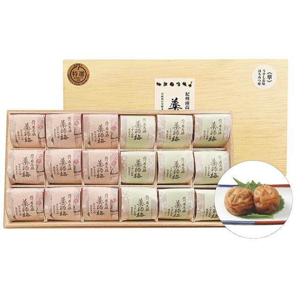 ■商品詳細内容量：紀州南高薬膳梅干うす塩味・はちみつ味 各9粒 塩分約8％温度帯：常温便でお届けいたします。商品重量:0.8kg商品記号:043‐YH‐50■お届け時期についてお届け時期：6月12日以降順次発送備考：カタログ掲載P95■発送...