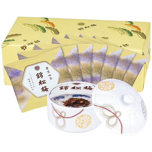 ■説明かつお節をはじめ、白胡麻、椎茸、きくらげ、松の実など山海の素材が独特の風味を作りあげているしっとりとしたふりかけです。■商品詳細内容量：佃煮ふりかけ（80g×1袋・20g×7袋）、有田焼容器×1個温度帯：常温便でお届けいたします。特定...