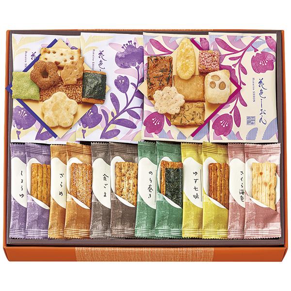 ■商品詳細内容量：あられ・菓子詰合せ（藤紫・薄紅 各4袋） 計8袋、米菓詰合せ（しょうゆ・ざらめ・金ごま・ゆず七味 各5個、のり巻き・さくら海老 各4個） 計28個温度帯：常温便でお届けいたします。特定原材料：小麦・卵・そば・落花生・えび　...