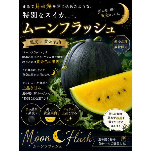 【発売日：2027年06月01日】2027年出荷分　予約受付中熊本県産　ムーンフラッシュ 1玉 ５キロ以上 　5月下旬または6月上旬頃〜順次出荷予定※天候により出荷時期が前後する場合がございます。★新品種★・1玉当たり　約5kg〜希少な黄肉...