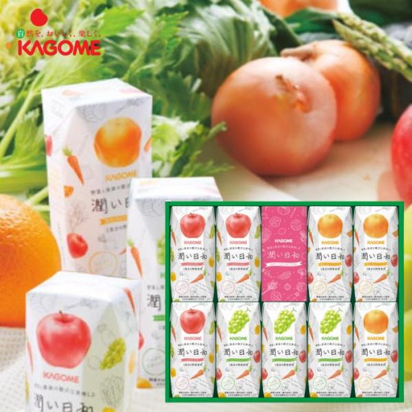 ●「潤い日和」シャインマスカットミックス、ふじミックス、清見オレンジミックスの３種を詰め合わせたギフトです。●1本(200ml)に1食分の野菜120g分を使用しながら、フルーティーで贅沢な美味しさをお楽しみいただけます。●化粧箱＝28.1×...