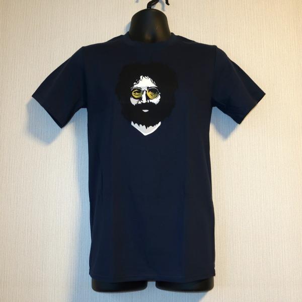 ジェリーガルシア　クリーマリーTシャツです。ネイビーのTシャツにジェリーガルシアの顔がプリントされています。コットン100％カラー　ネイビーバングラデシュ製商品説明Sサイズ着丈70cm身幅43cm肩幅39cm袖丈20cmインポート品のため、...