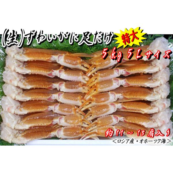 (生)ずわいがに足だけ5kg　5Lサイズ　約11〜13肩<ロシア産・オホーツク海>［冷凍便］※流水でしっかり解凍し、解凍後は加熱してお早めにお召し上がり下さい。※自然解凍されると カニが酸化し 黒く変色致しますのでお避け下さい。