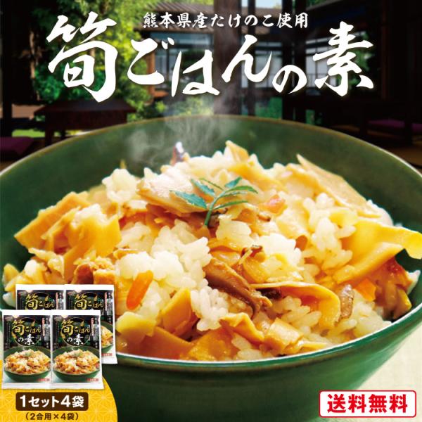 「筍ごはんの素」は、熊本県球磨（くま）郡産の採れたての筍を収穫したその日のうちにアク抜きし、昔ながらの手作りの美味しさにこだわって作った混ぜご飯です。こんにゃく、ごぼう、油あげ、人参、干し椎茸など、使用している食材と調味料はすべて国産。筍の...